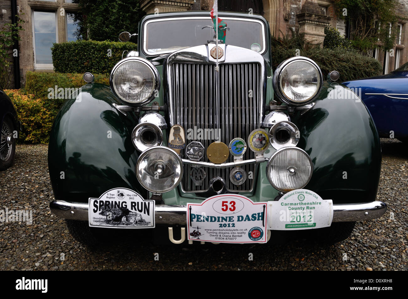 Classic MG car at show rally Rhos Y Gilwen Mansion Pembrokeshire county ...