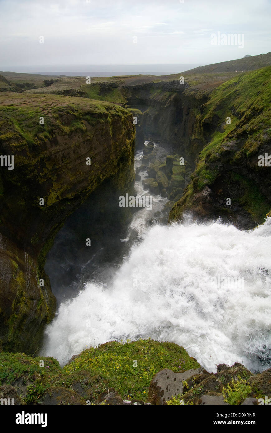 The Skoga river south of the Fimmvorduhals pass on the Volcano eruption ...