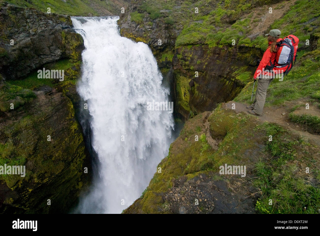 The Skoga river south of the Fimmvorduhals pass on the Volcano eruption ...