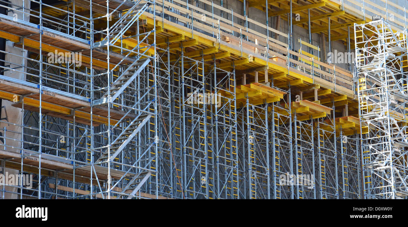 Basel, Switzerland, building site, big, construction, scaffolding ...