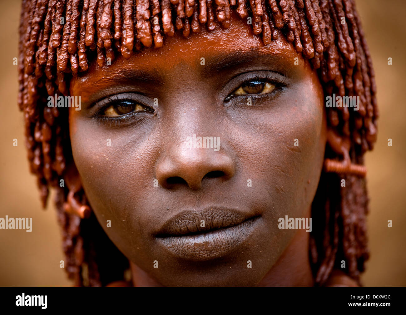Close-up Portrait Of Hamar Tribe Woman With Traditional Stranded Hair ...