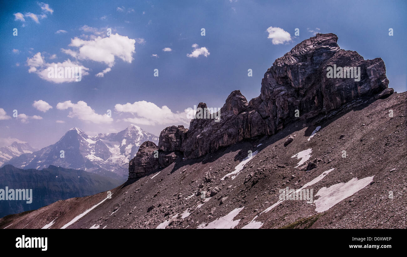 Alps, mountain landscape, Bernese Alps, Bernese Oberland, rock, cliff ...