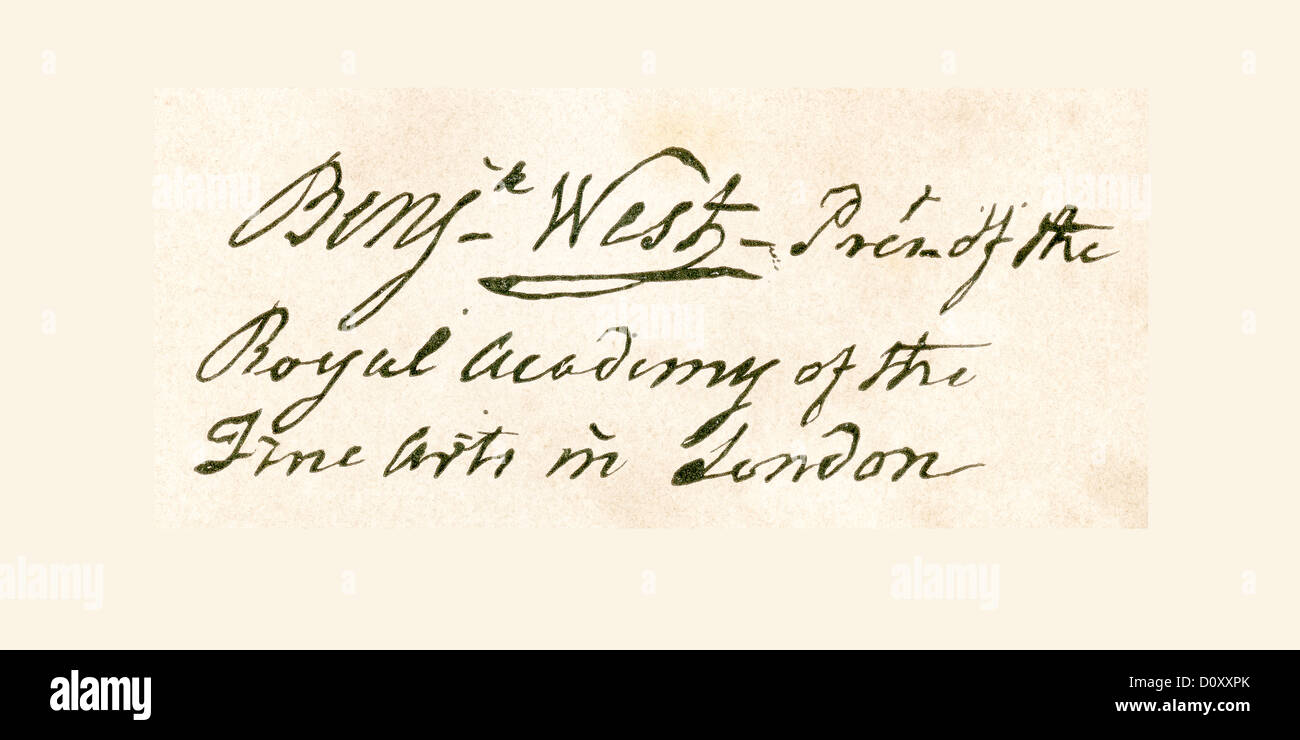 Signature of Benjamin West, 1738 – 1820. Anglo-American artist Stock ...