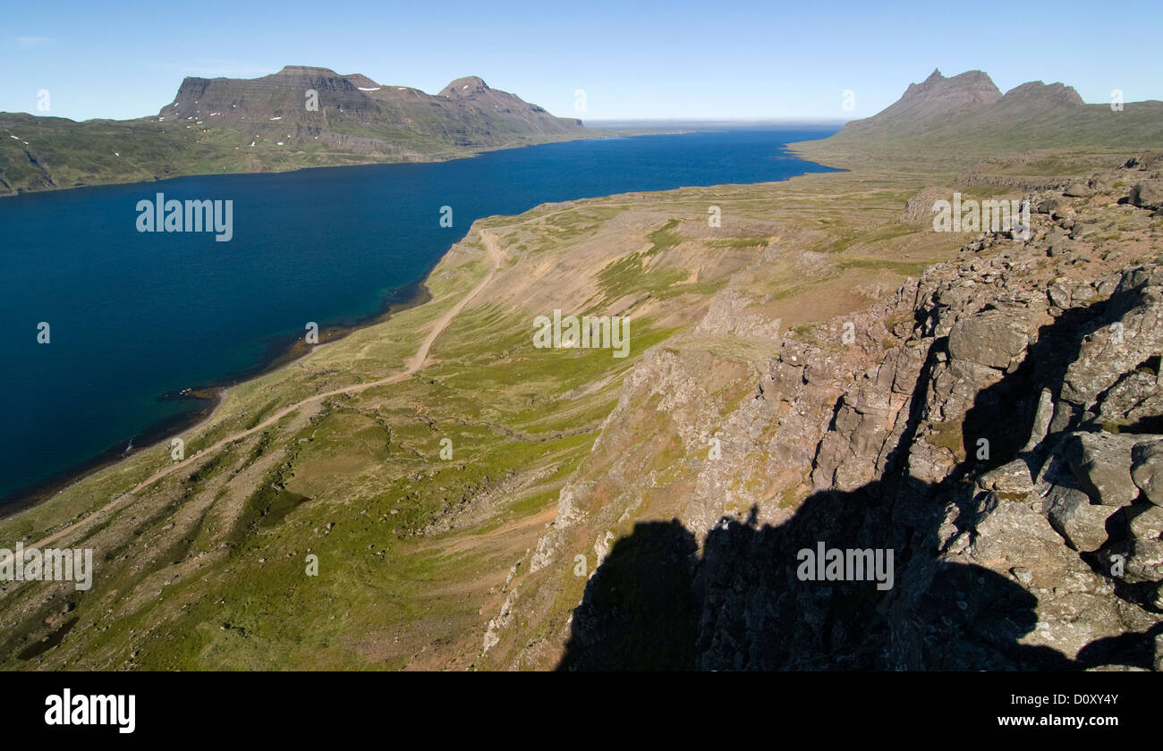Above Djupavik and Reykjarfjodur on the Strandir coast, Iceland Stock ...