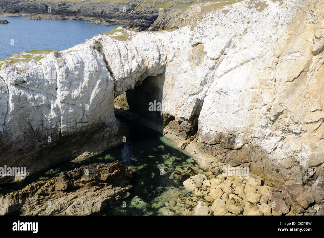 Bwa Gwyn White Arch natural rock arch Rhoscolyn Anglesey Mon Wales ...