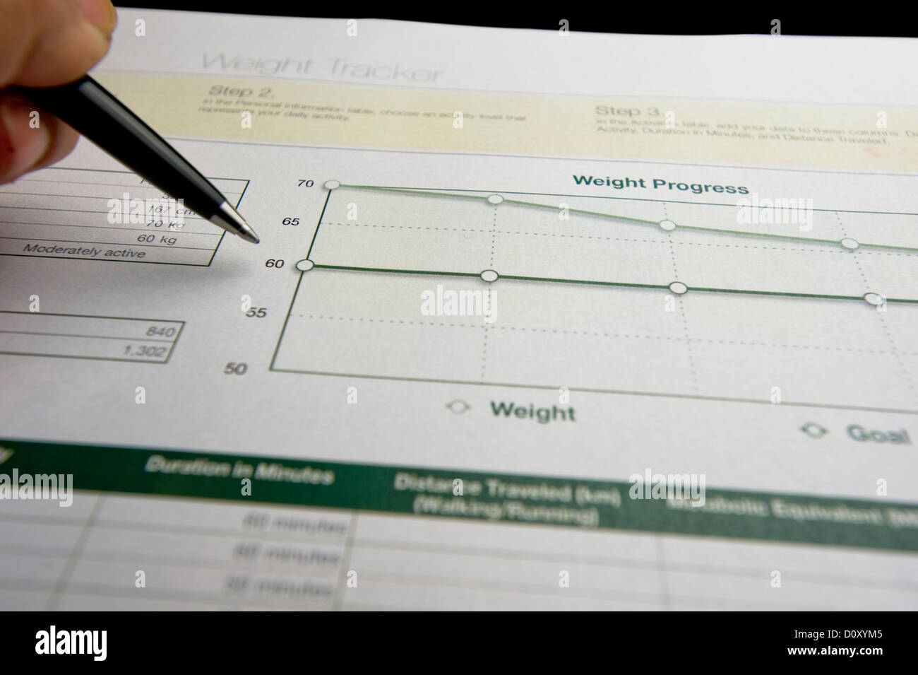 Workout calculation and training paper Stock Photo - Alamy