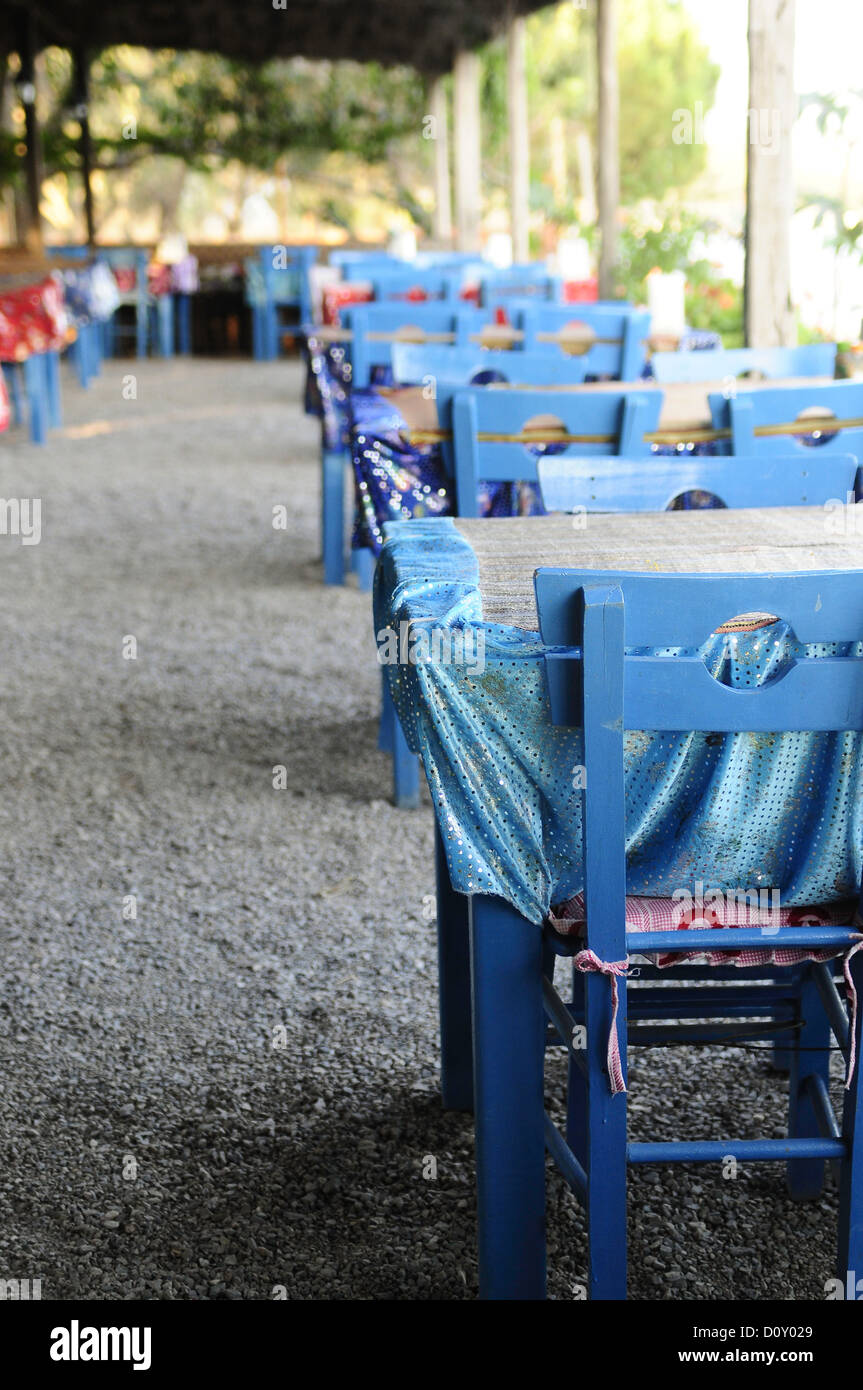 Traditional blue greek restaurant table hi-res stock photography and ...