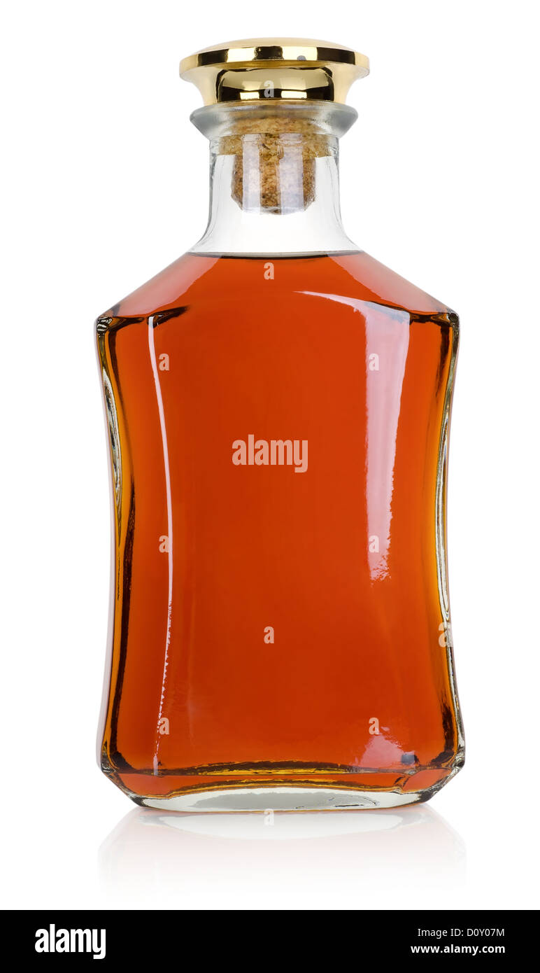 Transparent bottle brandy on Cut Out Stock Images & Pictures - Alamy
