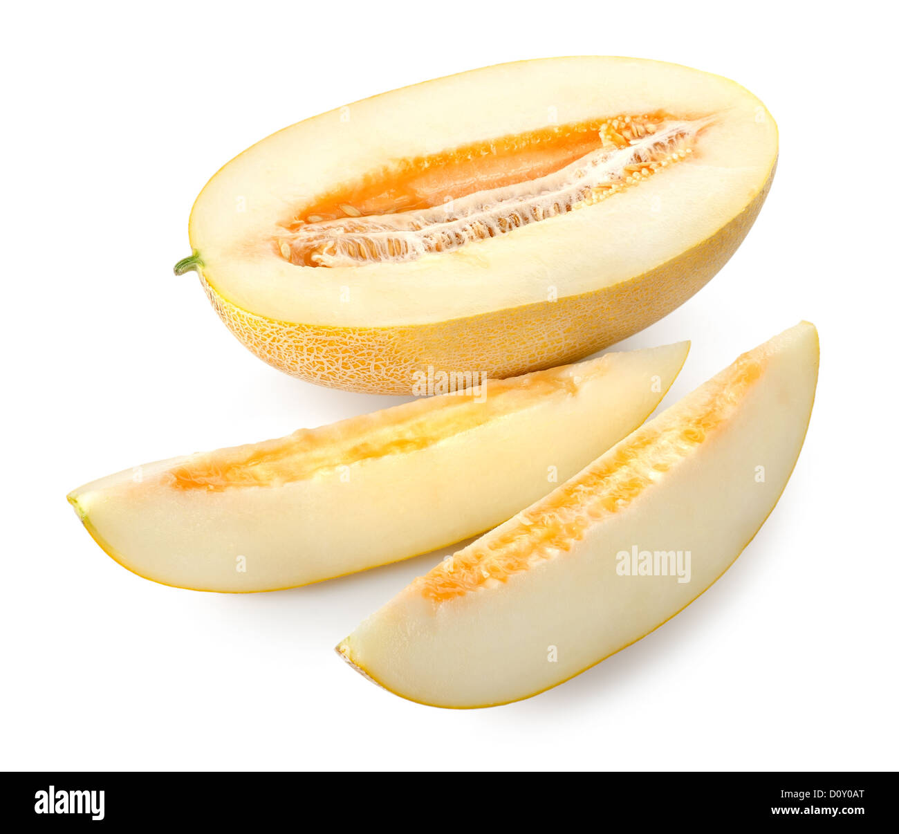 Melon with a slice isolated on a white background Stock Photo - Alamy