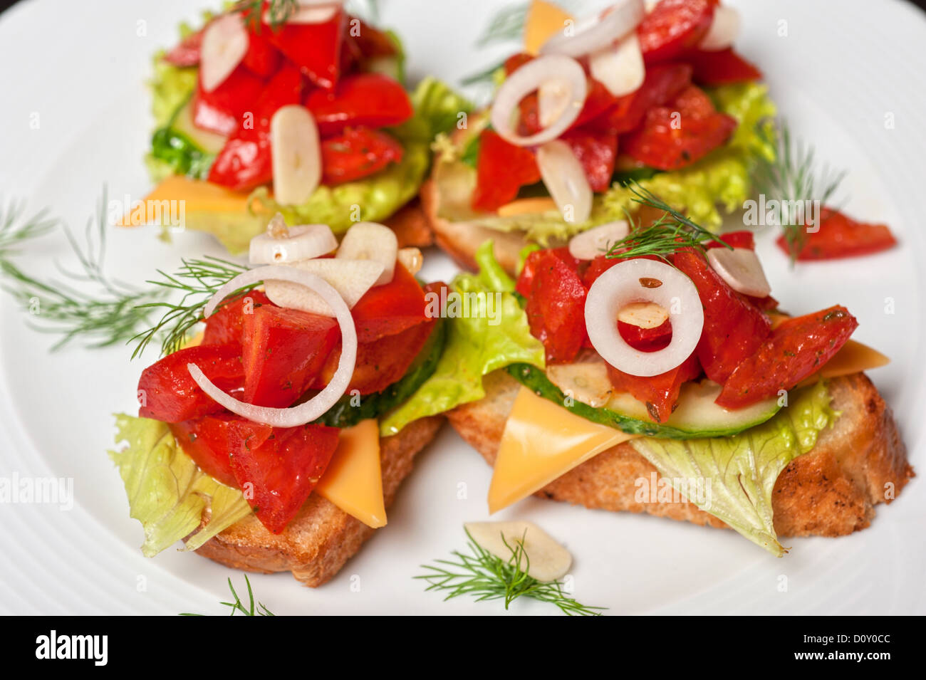 Toast with vegetables Stock Photo - Alamy