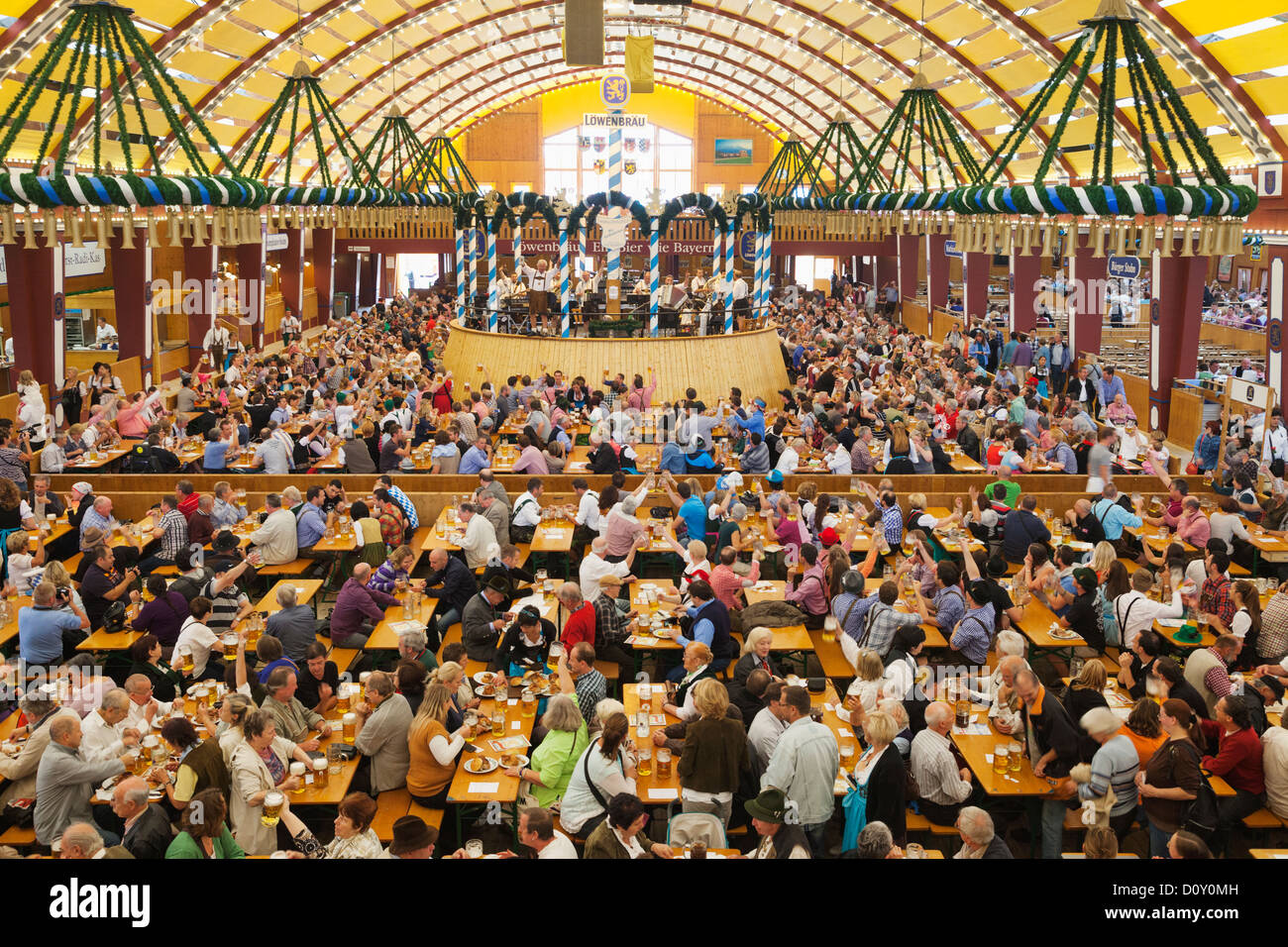 Germany, Bavaria, Munich, Oktoberfest, Typical Beer Tent Scene Stock ...