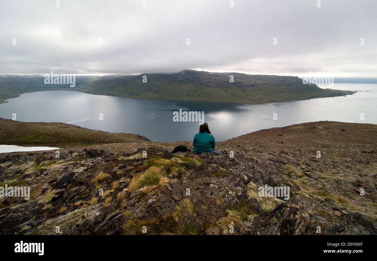 Sitting above Ingolfsfjordur, Strandir Coast, Westfjordur, Iceland ...