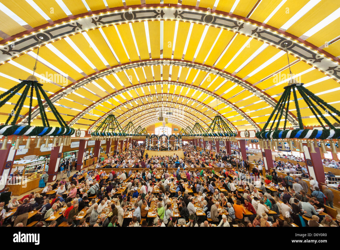 Germany, Bavaria, Munich, Oktoberfest, Typical Beer Tent Scene Stock ...