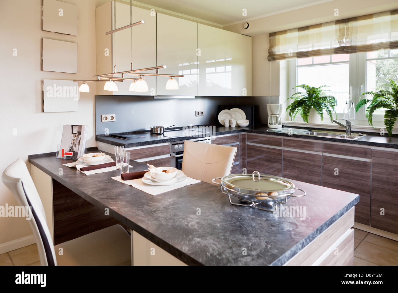 Interior of modern house kitchen Stock Photo - Alamy