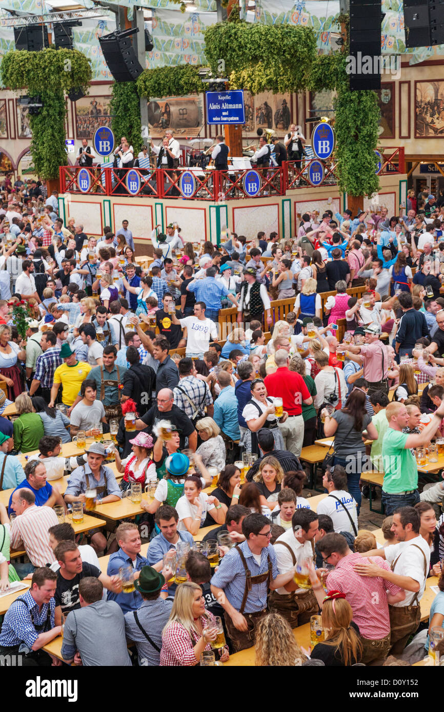 Germany, Bavaria, Munich, Oktoberfest, Typical Beer Tent Scene Stock ...
