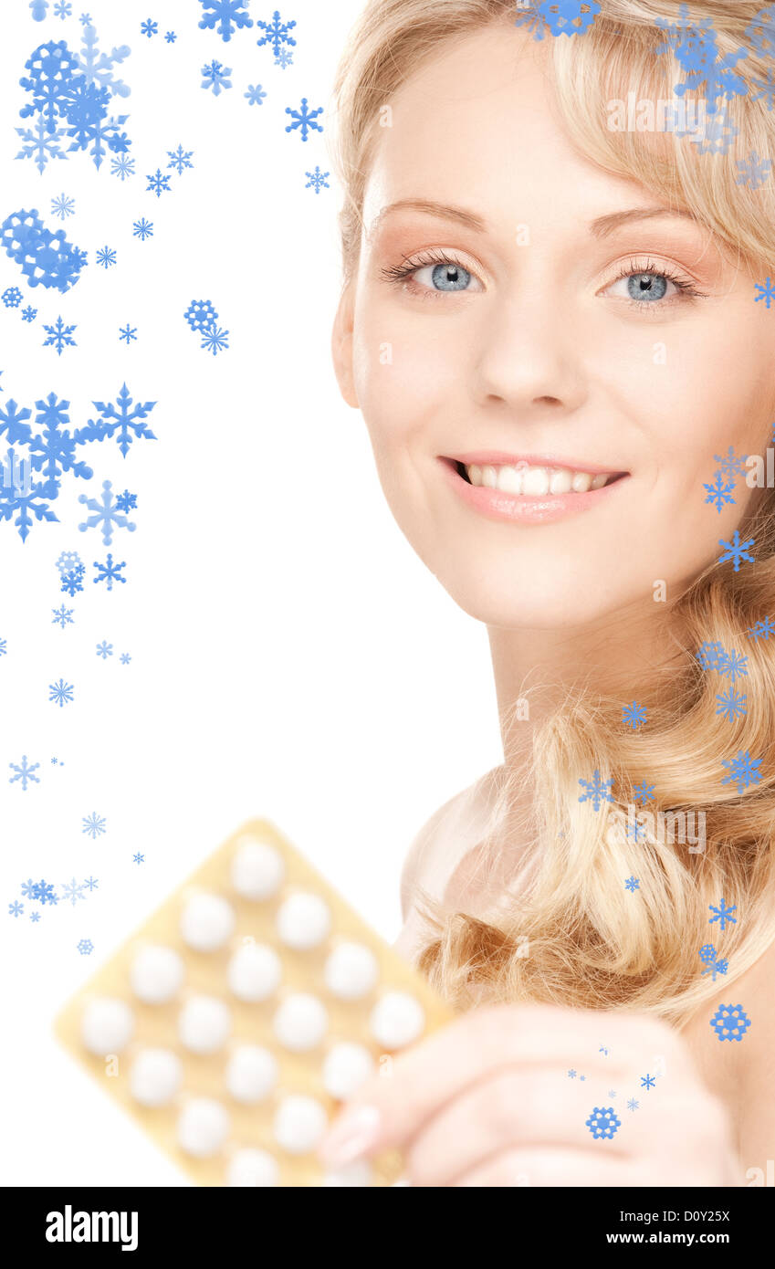 young woman with pills Stock Photo - Alamy