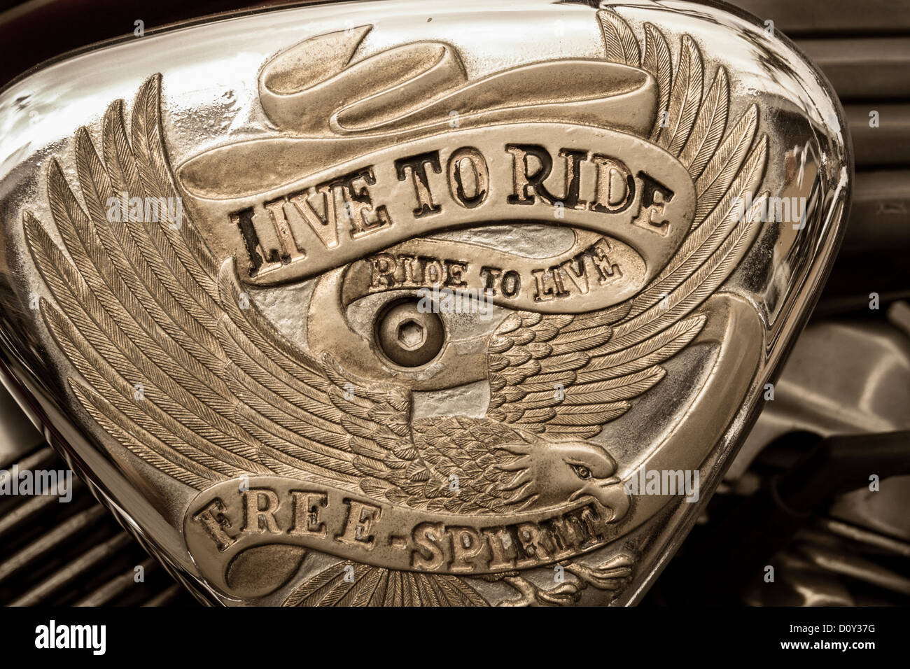 "Live to ride, ride to live, free spirit" on Harley Davidson motorbike ...