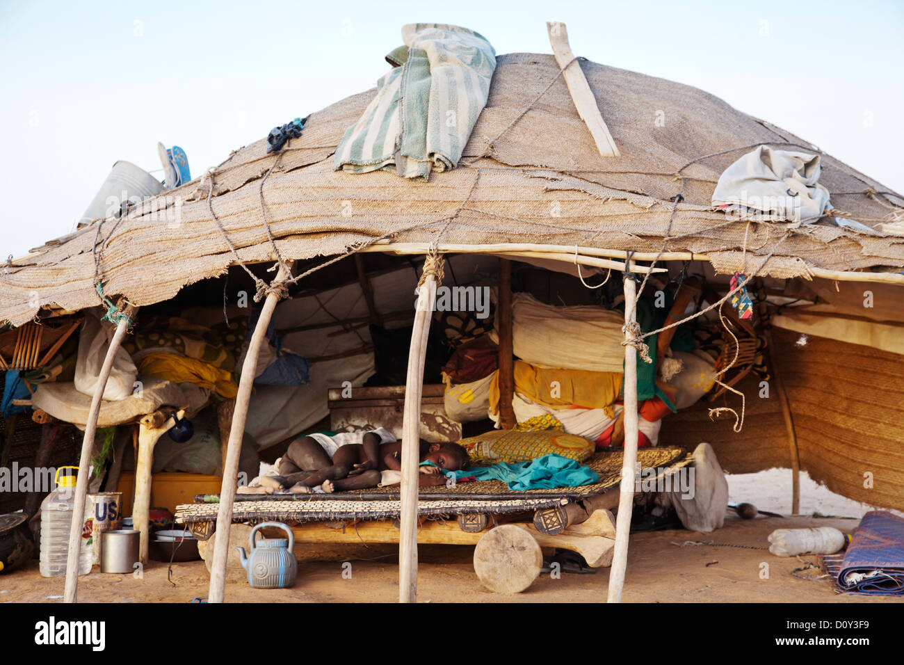 Tuareg children sleep in Tuareg tent in Niger, Africa Stock Photo - Alamy