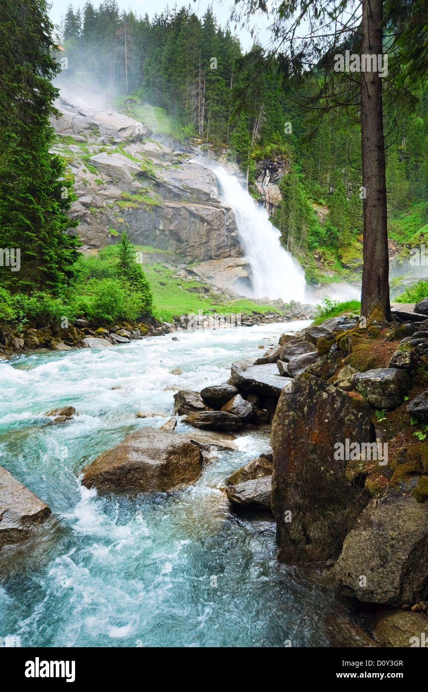 Alps waterfall summer view Stock Photo - Alamy