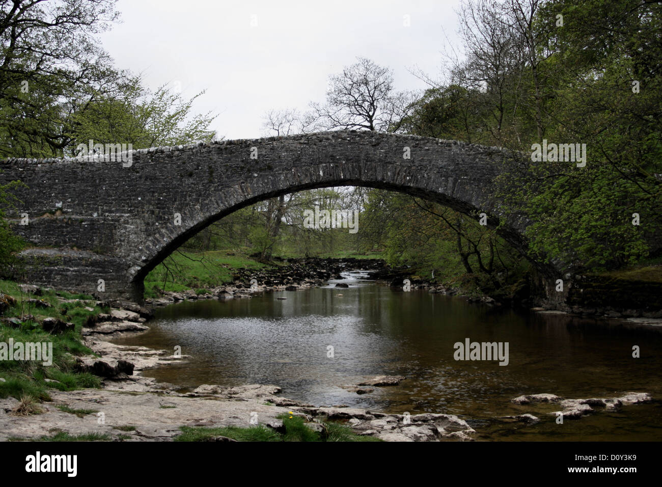 Packhorse bridge over the river ribble near Stainforth Stock Photo - Alamy