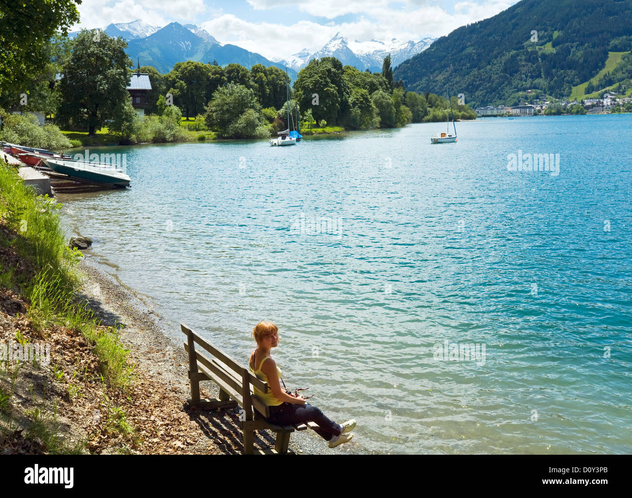 Alpine summer lake view Stock Photo - Alamy
