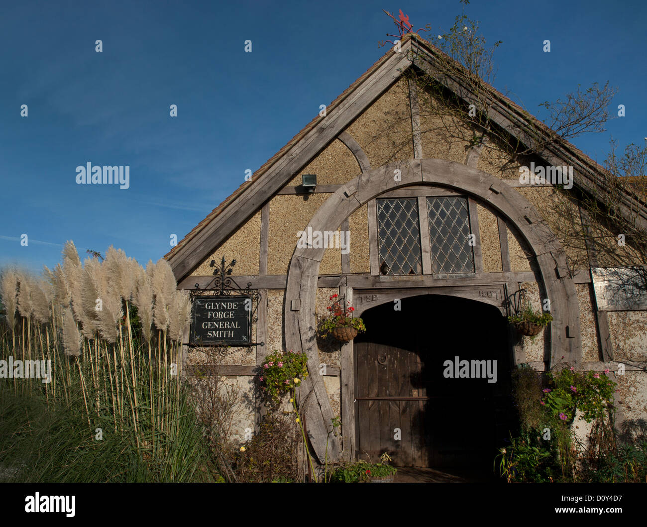 A scene from the pretty little village of Glynde in East Sussex Stock ...