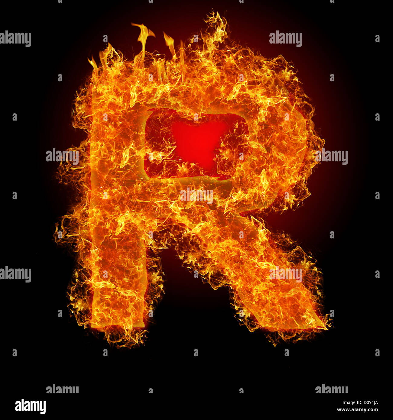 Fire letter R Stock Photo - Alamy