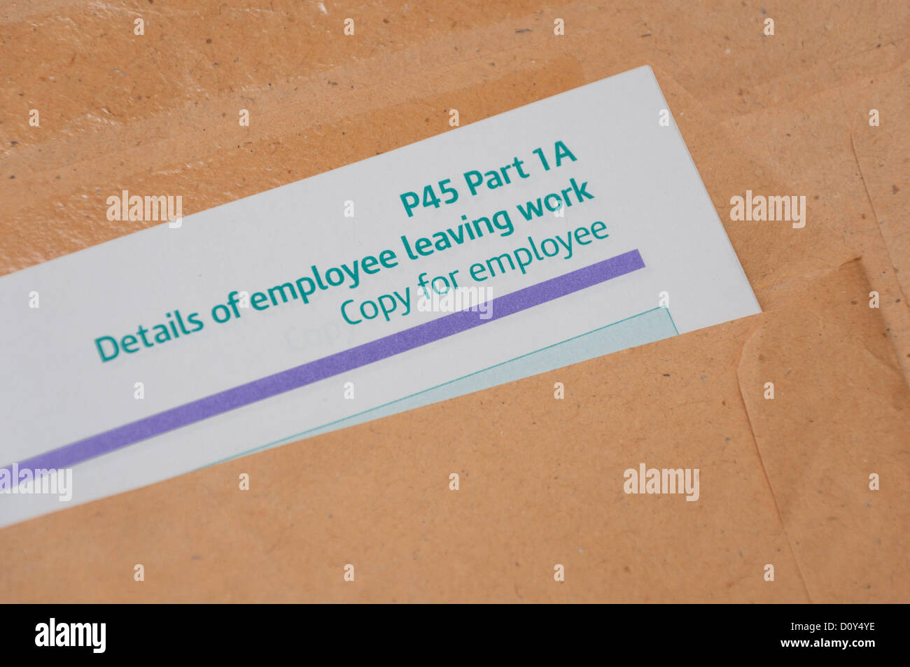 P45 employee leaving work form Stock Photo - Alamy