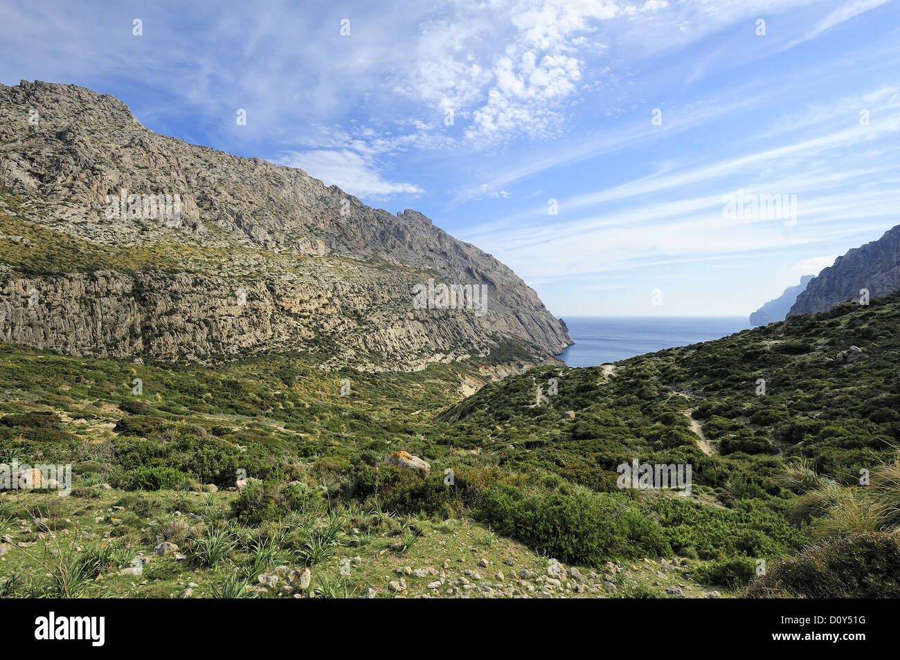 the view of the gulf Cala Boquer from the valley Boquer, Majorca, Spain ...