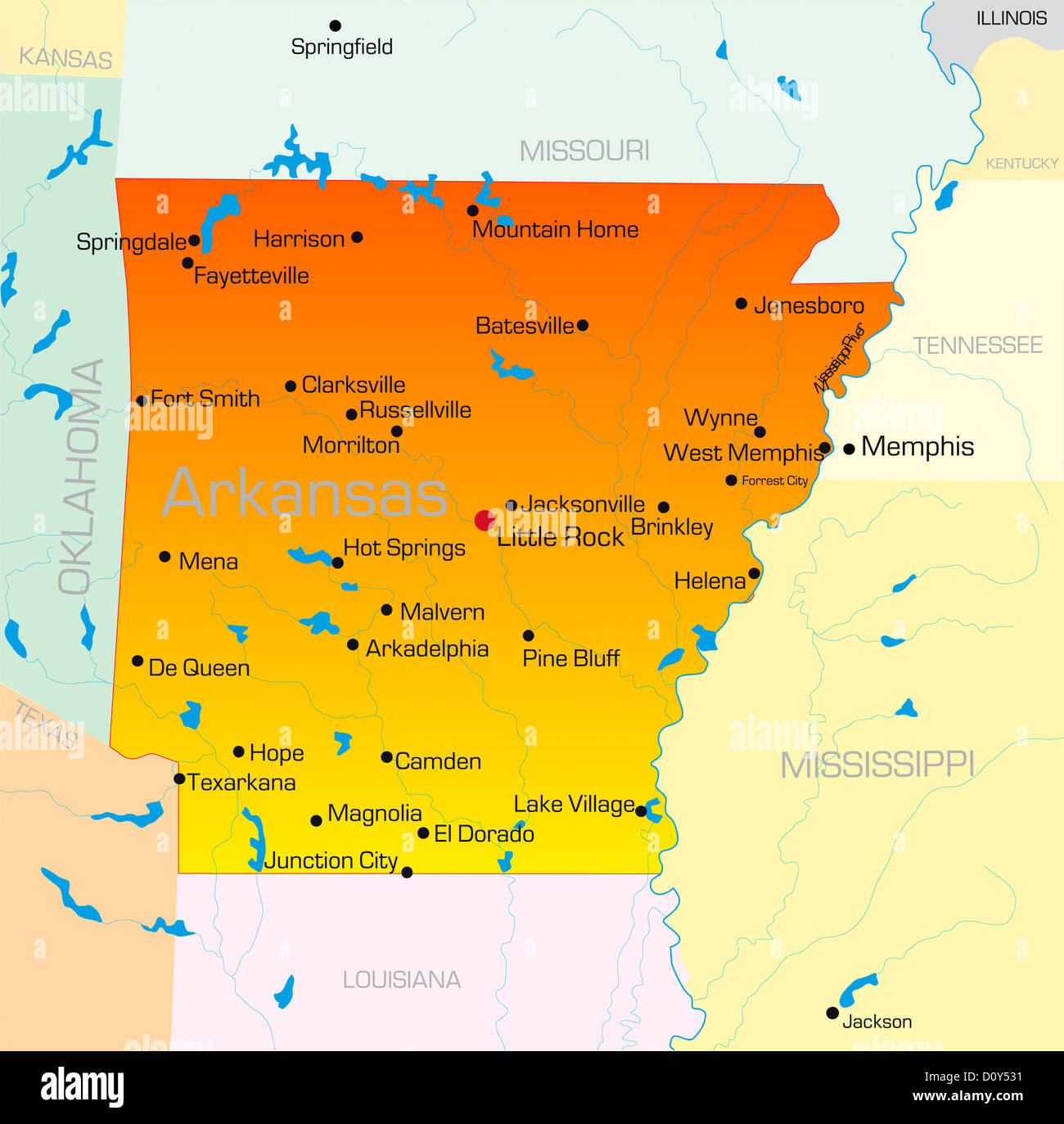 Detailed map arkansas united hi-res stock photography and images - Alamy