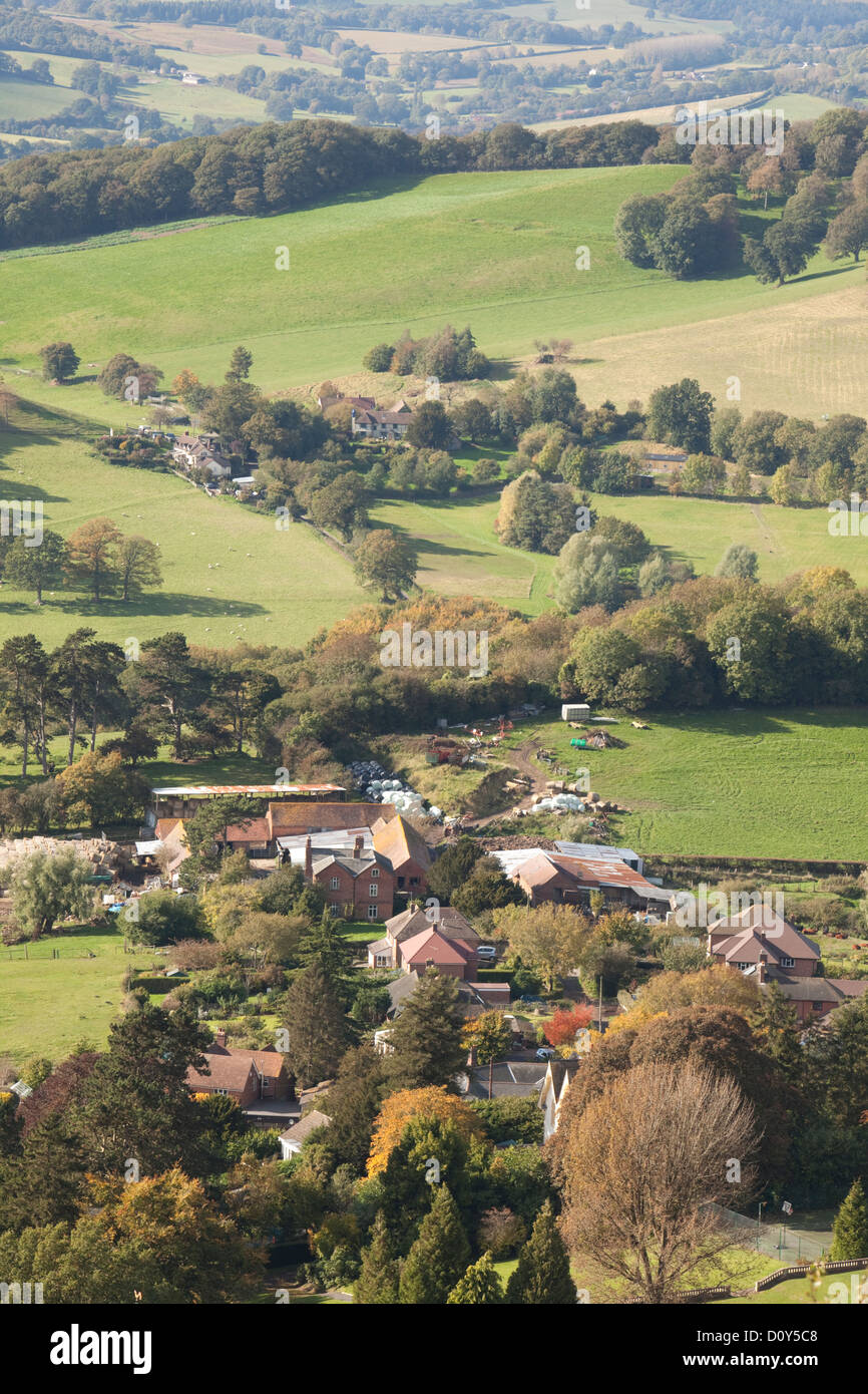 Worcestershire farmland from the Malvern Hills, Worcestershire, England ...