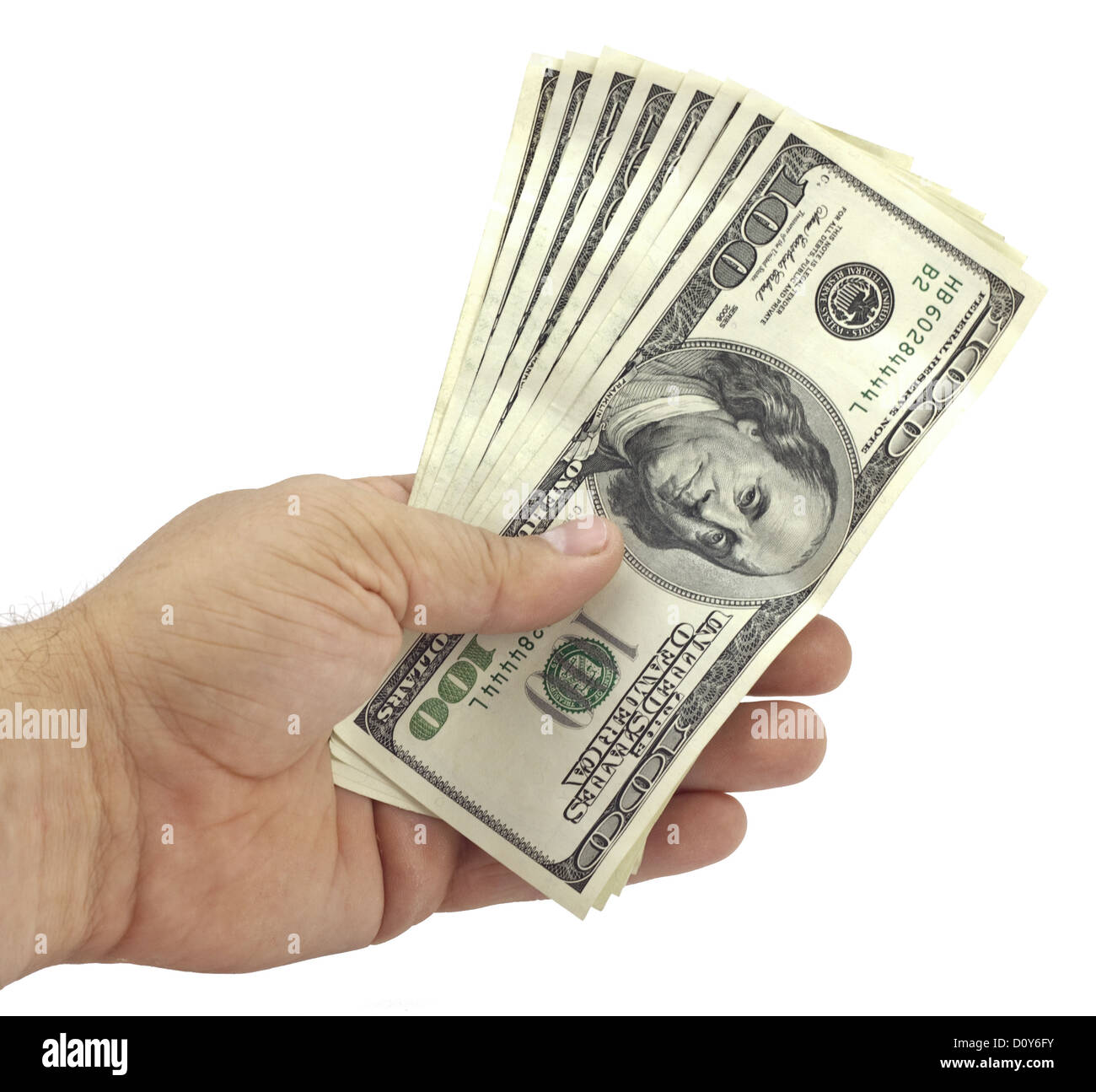 hand holds the hundred-dollar bills Stock Photo - Alamy