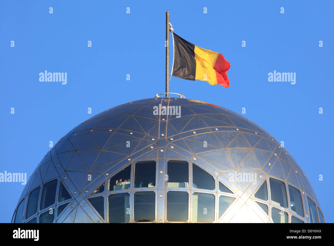 Restaurant with a panoramic view at the top of the Atomium in Brussels ...