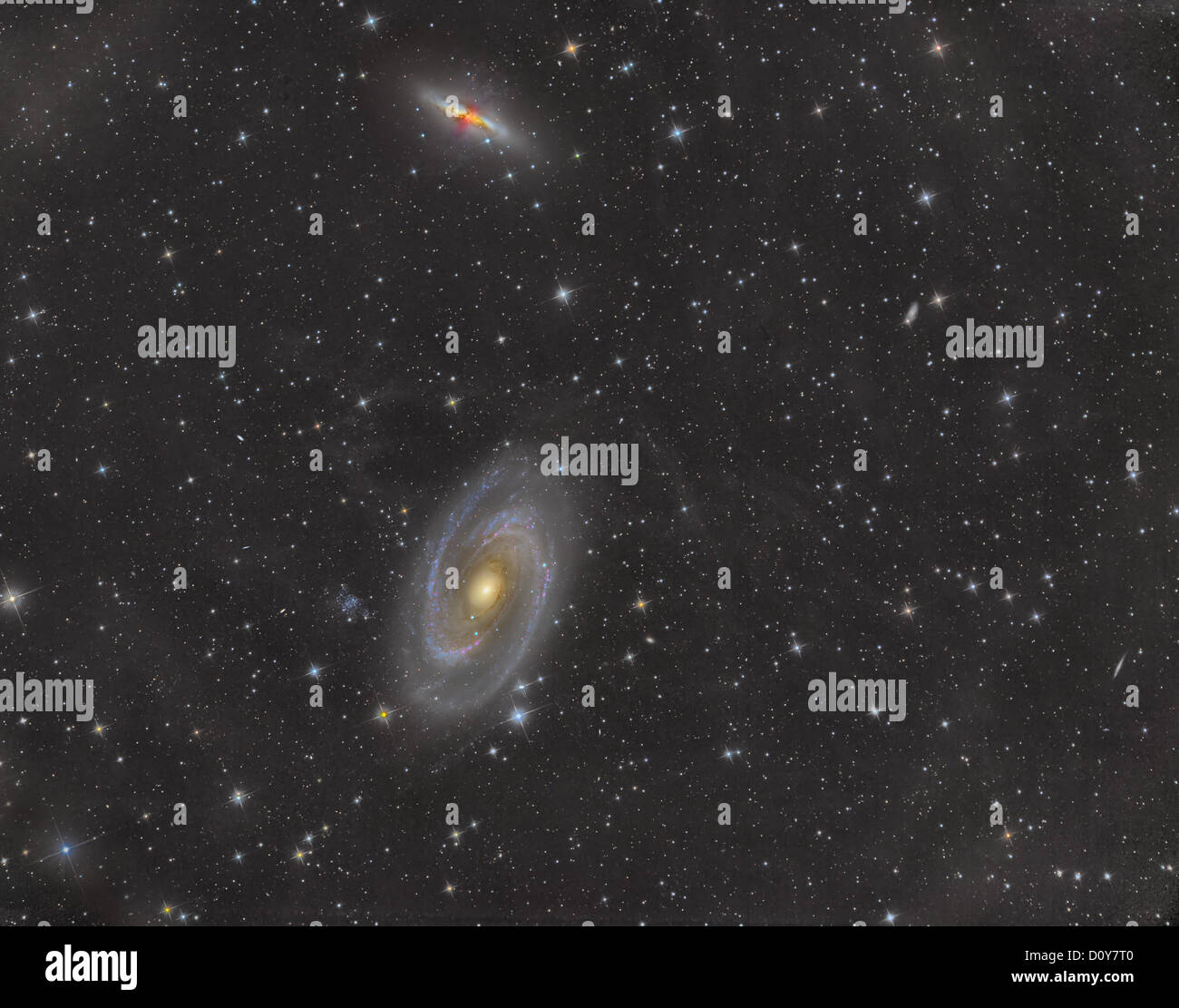 Bodes galaxy and Cigar Galaxy in constellation Ursa Major Stock Photo ...