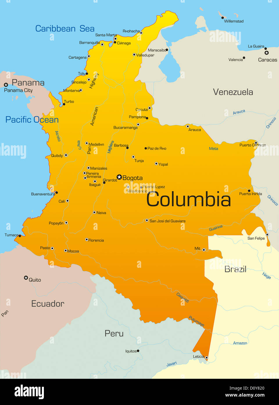 Colombia map islands hi-res stock photography and images - Alamy
