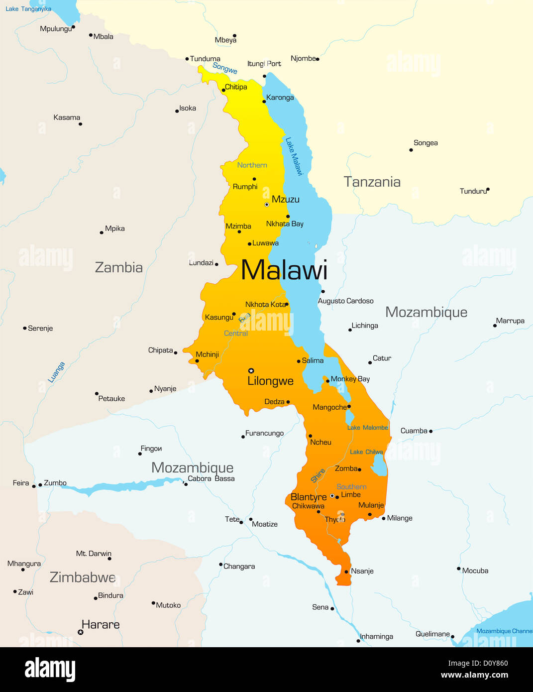 Malawi map hi-res stock photography and images - Alamy
