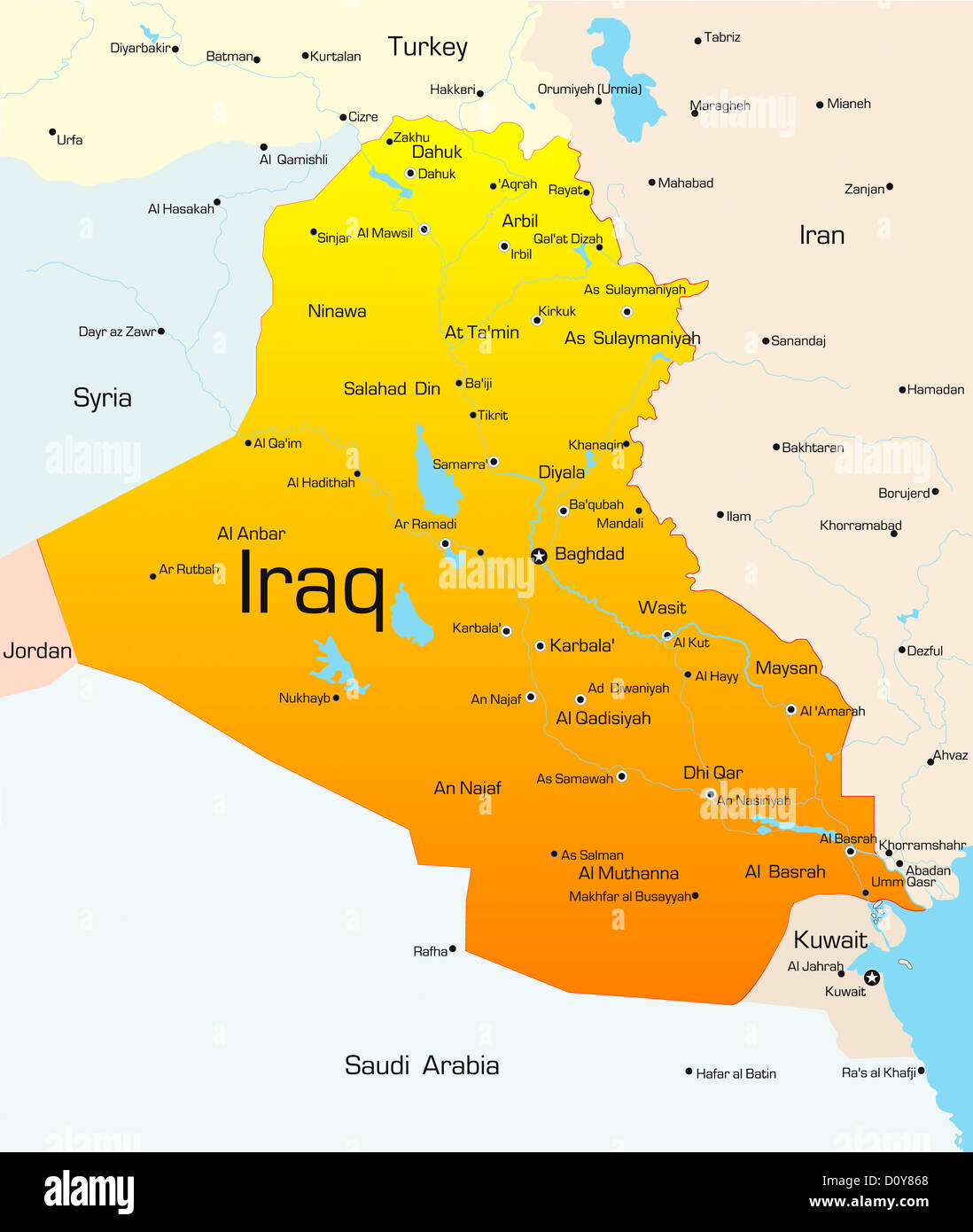 Kuwait digital map hi-res stock photography and images - Alamy