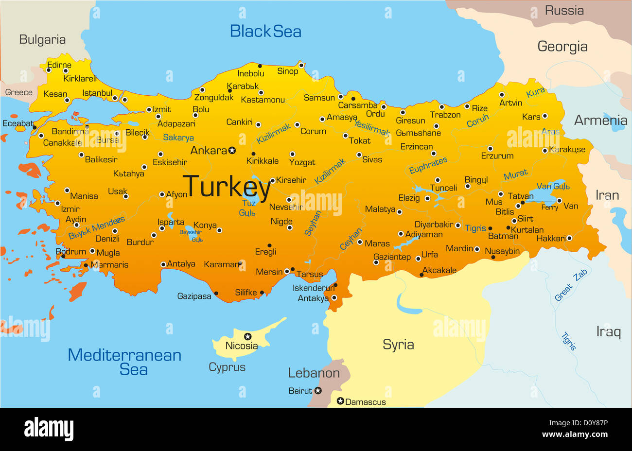 Turkey cyprus map hi-res stock photography and images - Alamy