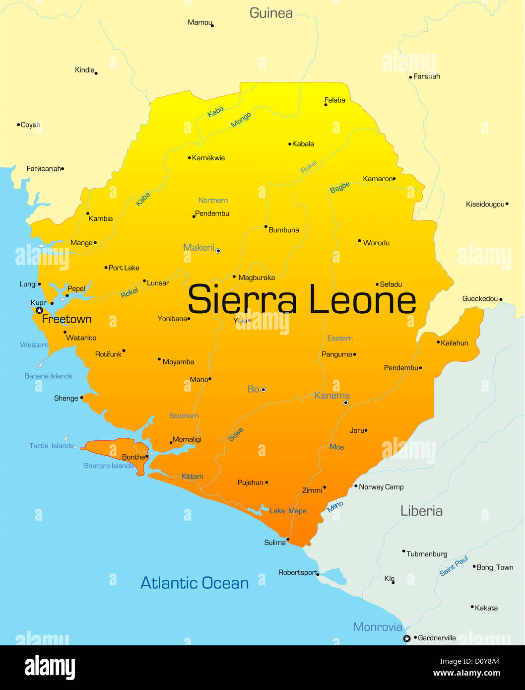 Western sierra leone map hi-res stock photography and images - Alamy