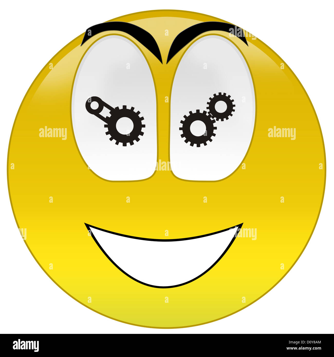Happy smiley gear signs at eyes Stock Photo - Alamy