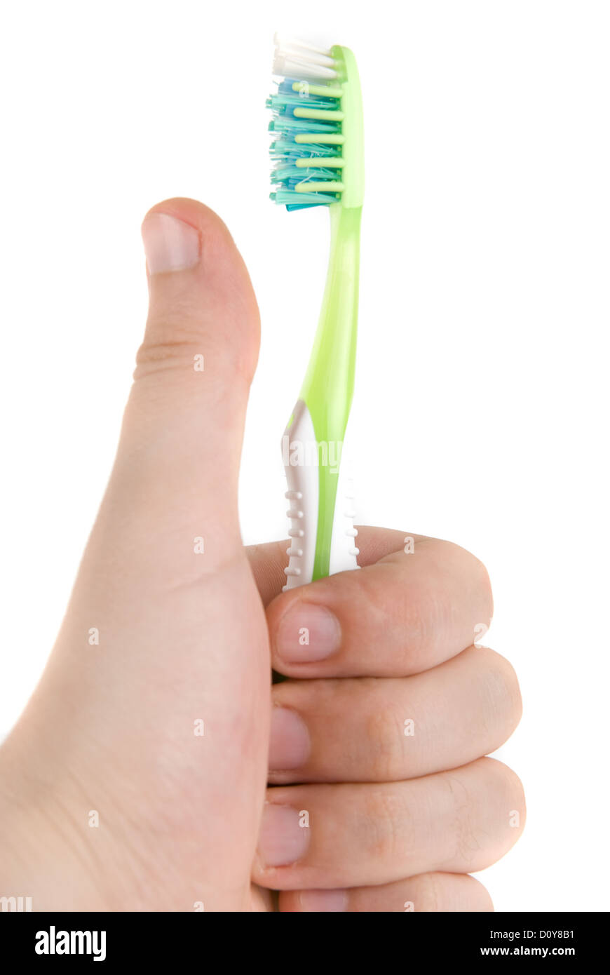 Hand with toothbrush Stock Photo - Alamy