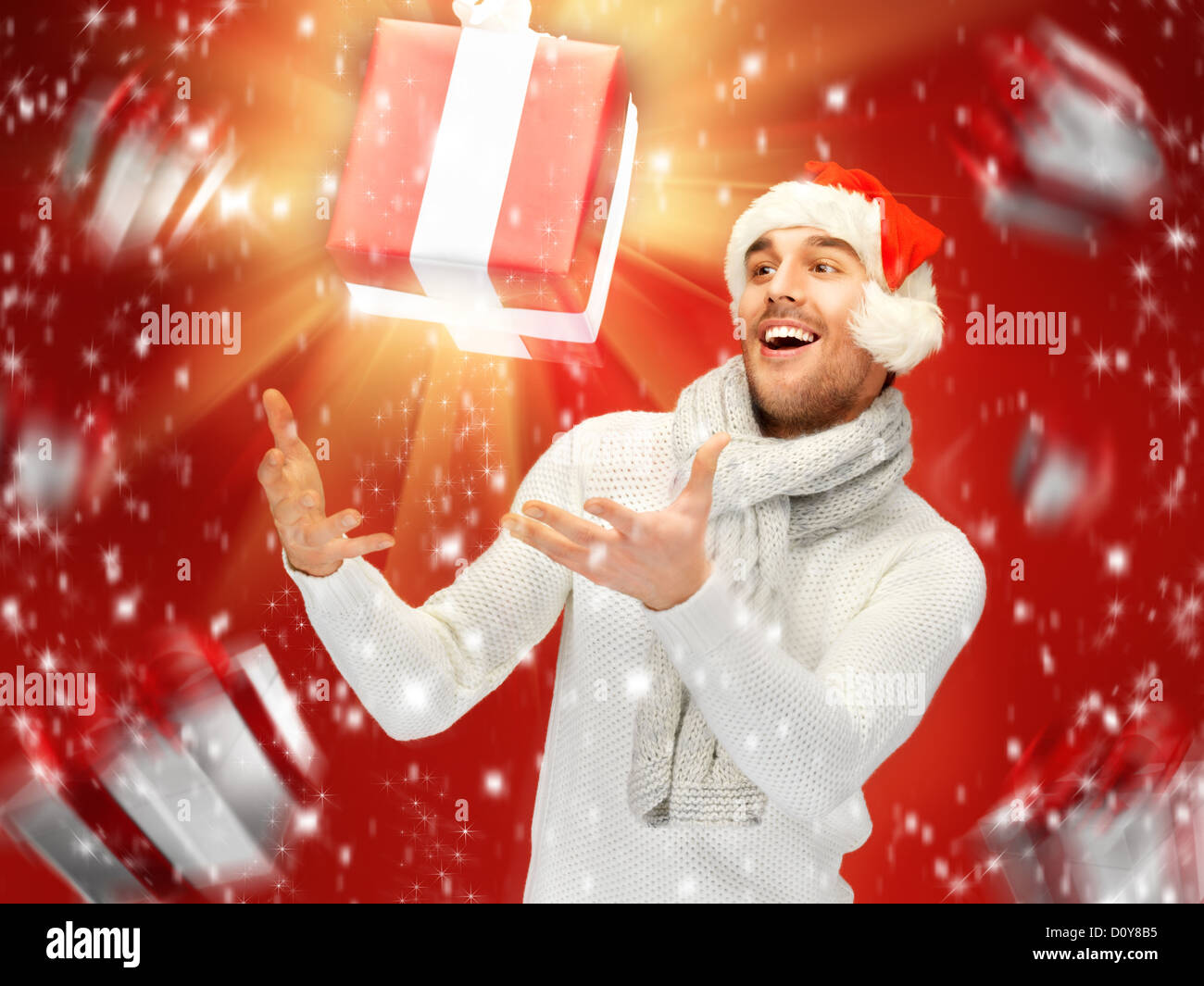 handsome man in christmas hat Stock Photo - Alamy