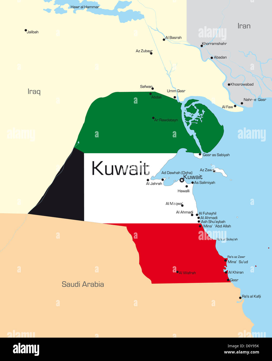 Map flag kuwait national borders hi-res stock photography and images ...