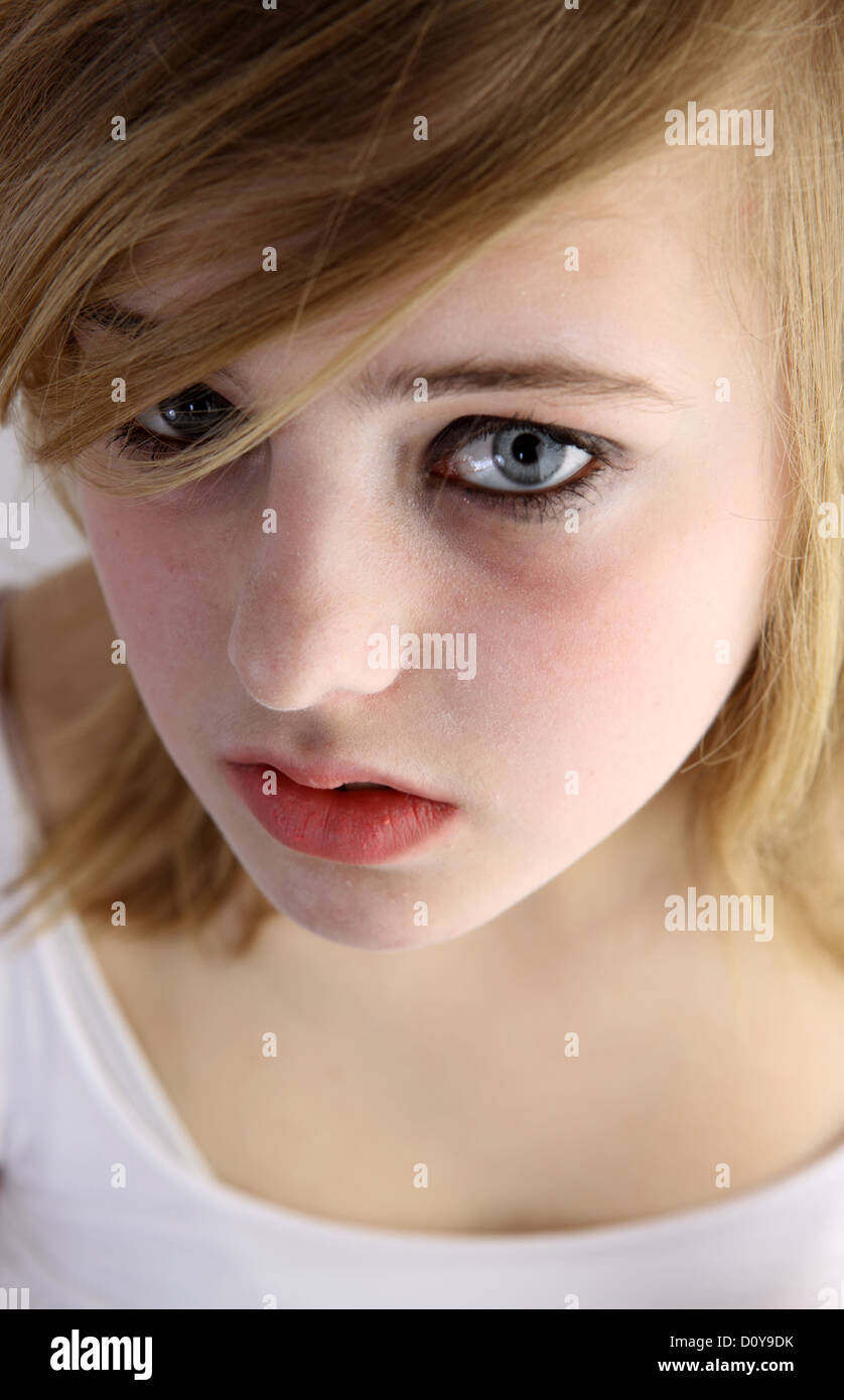 Berlin, Germany, blond girl looking sad Stock Photo - Alamy