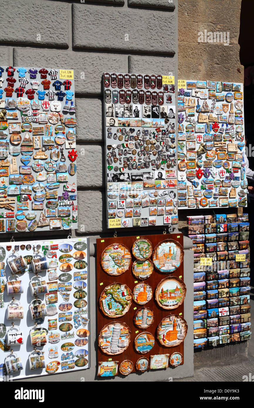 Souvenir Buttons in Florence, Tuscany, Italy Stock Photo - Alamy