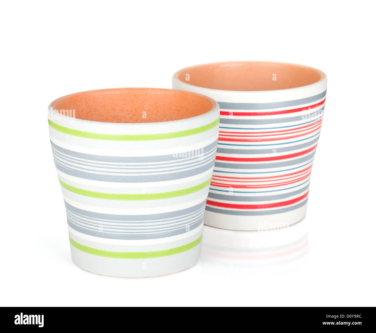 Two flower pots. Isolated on white background Stock Photo - Alamy