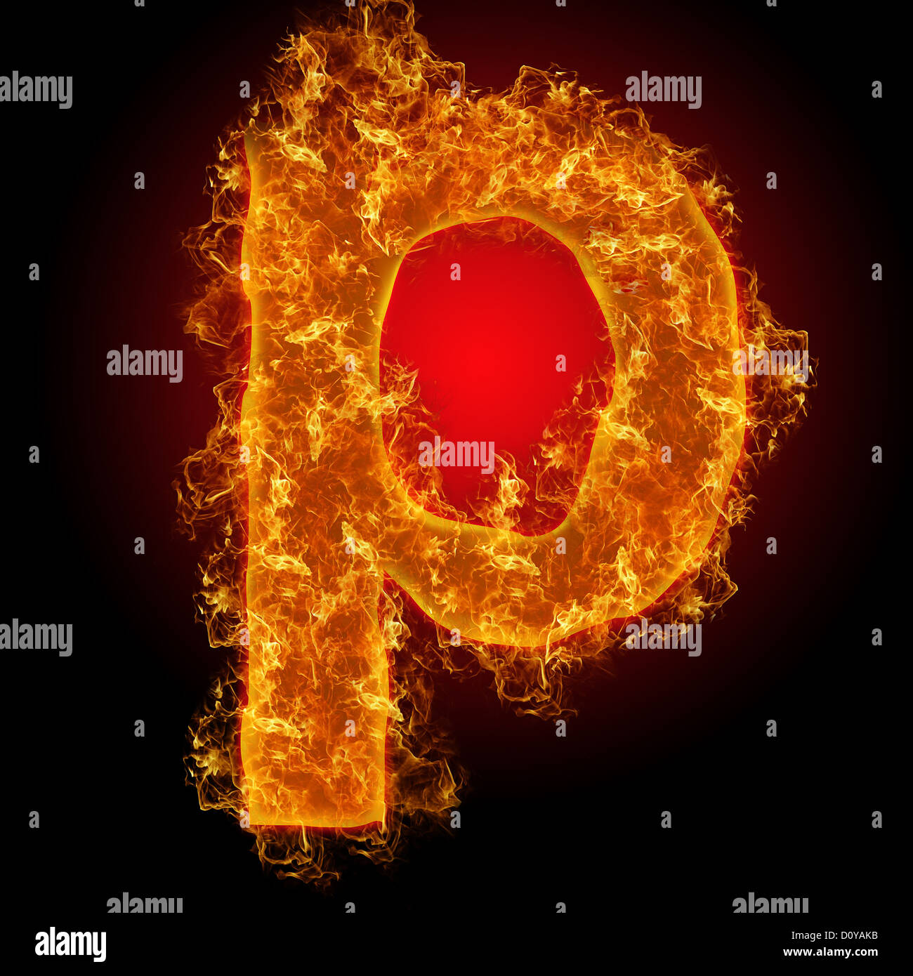 Fire small letter P Stock Photo - Alamy
