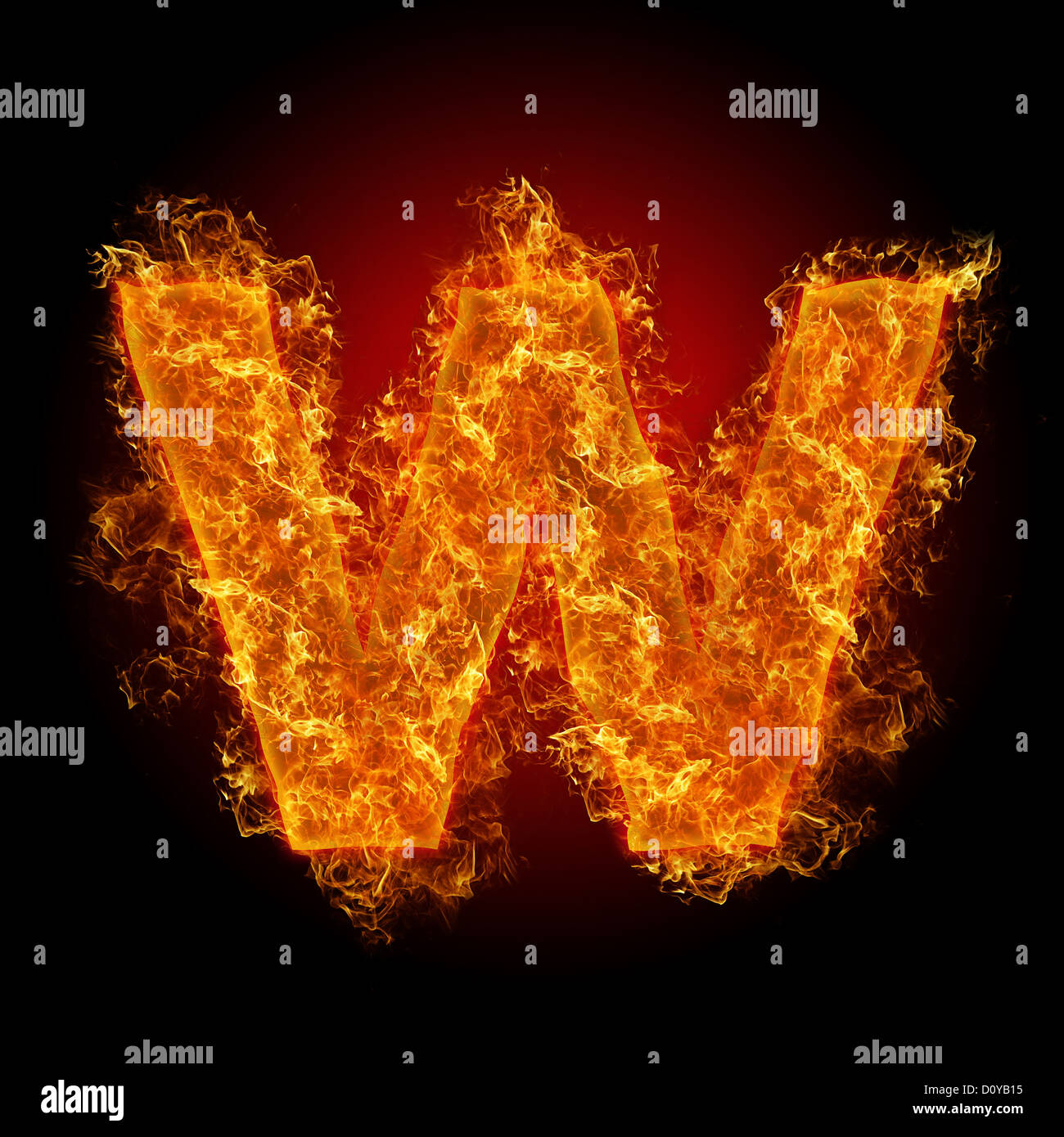 Fire small letter W Stock Photo - Alamy