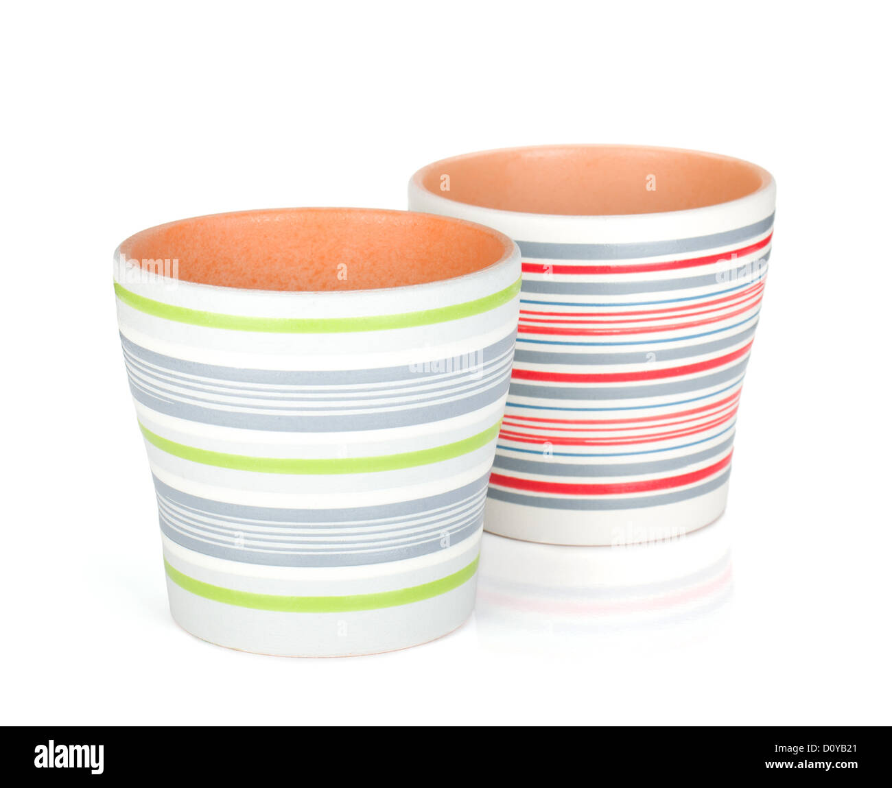 Two flower pots. Isolated on white background Stock Photo - Alamy