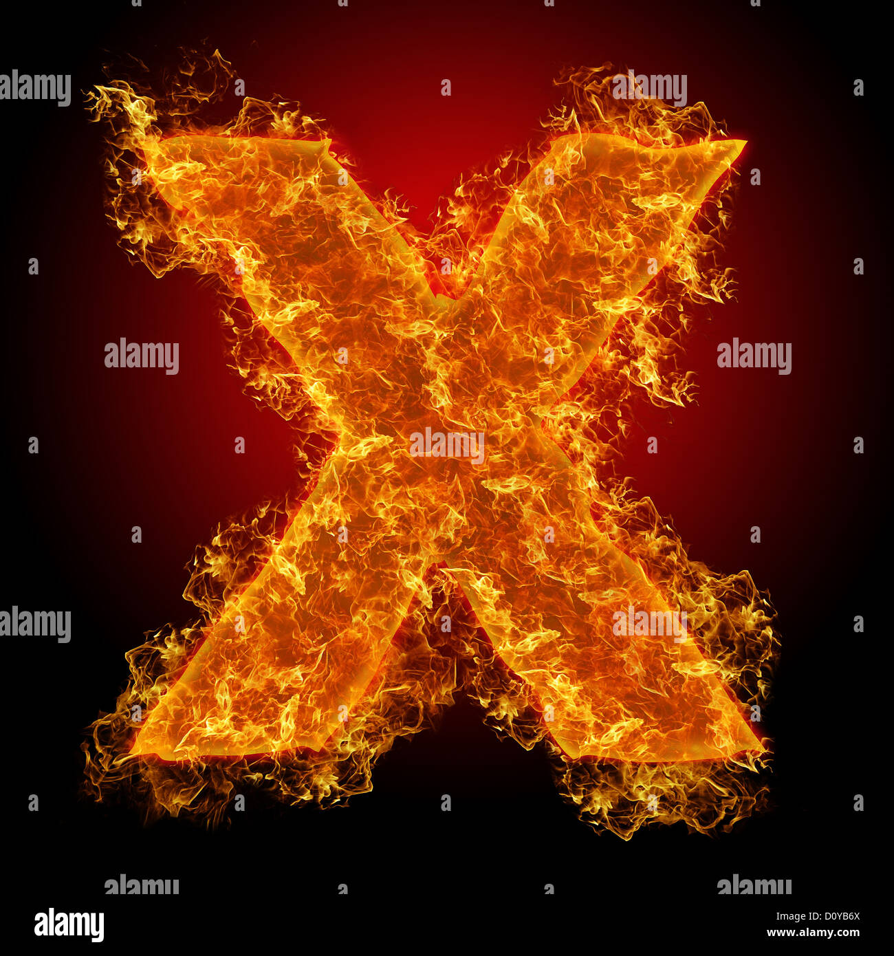 Fire small letter X Stock Photo - Alamy